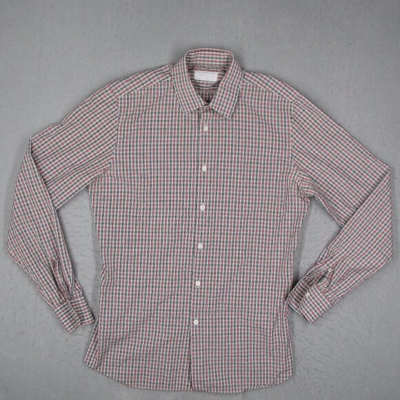 Prada | Shirts | Prada Shirt Mens 4 16 Red Check Long Sleeve Button Up ...